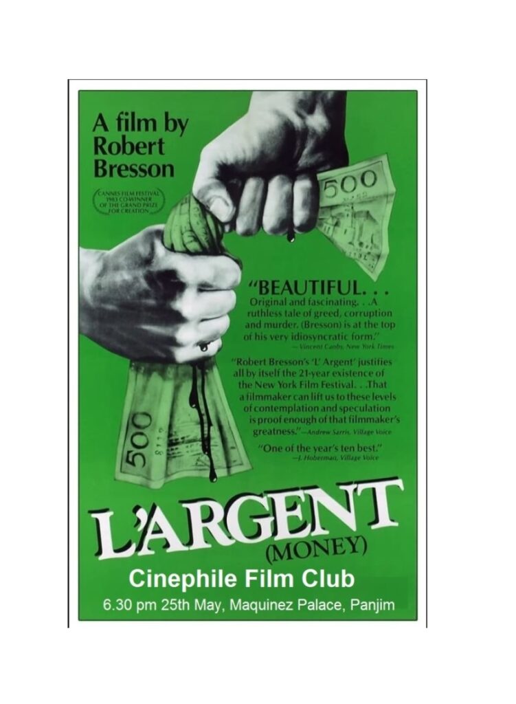 Screening of the French Film “L’Argent (Money)” at the Cinephile Film ...